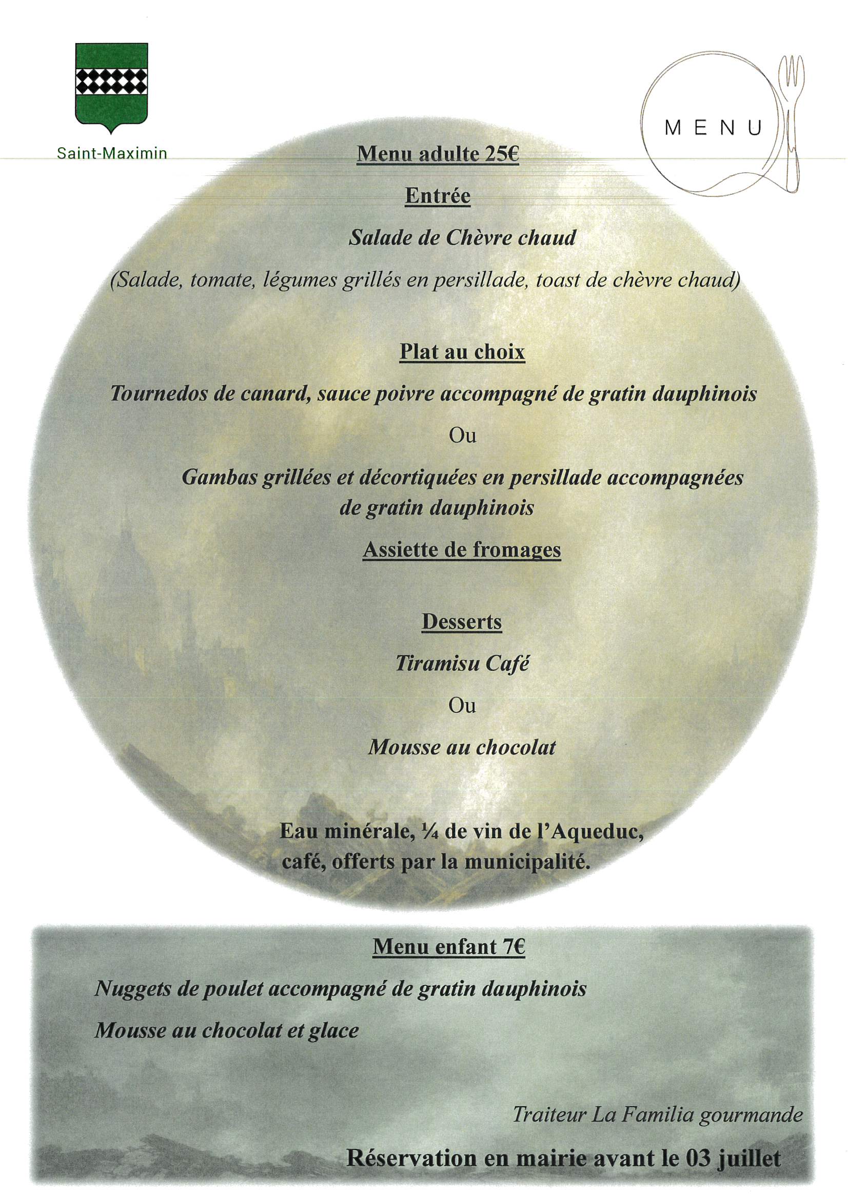 Ouverture des inscriptions au repas du 13 juillet